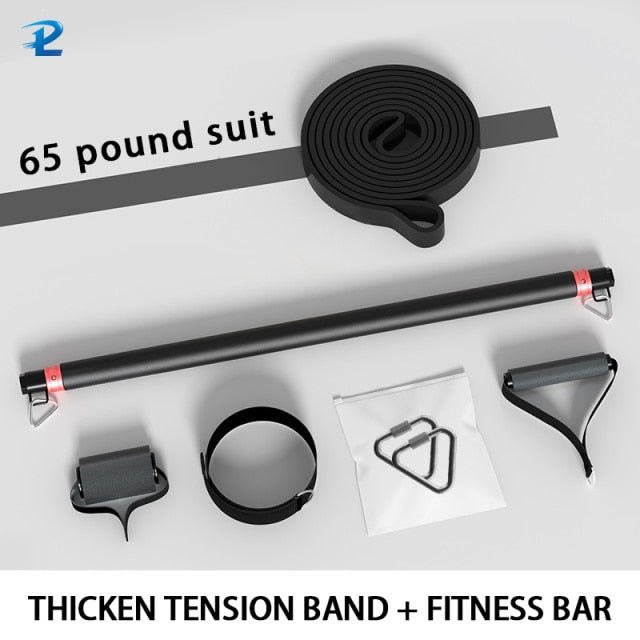 Resistance Band Fitness Bar Combination Set Tension Band Elastic Resis ...